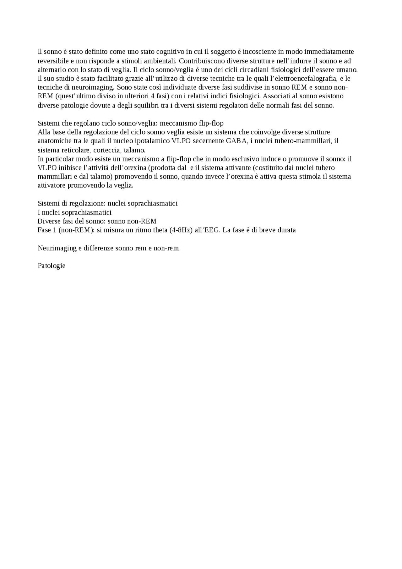 Fisiologia Del Sonno Docsity