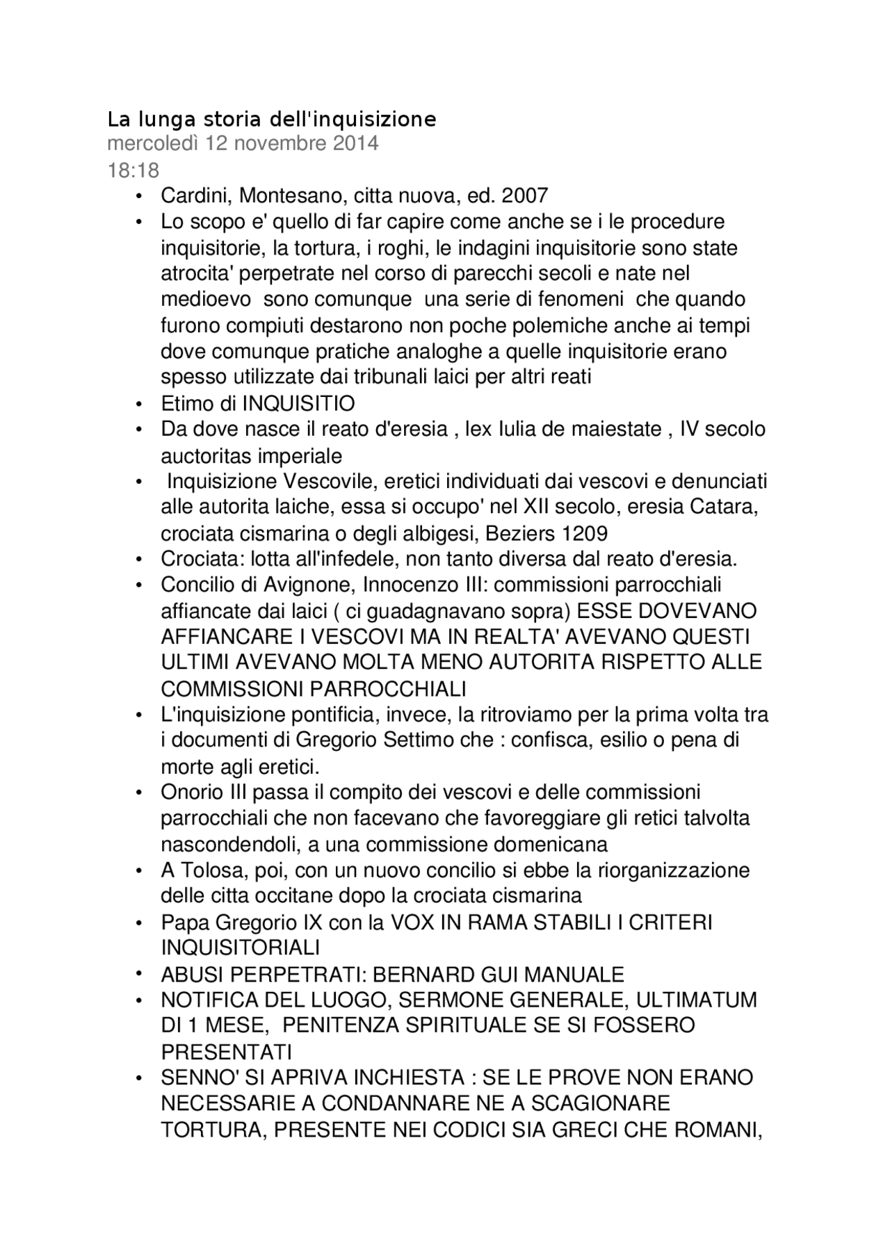 La lunga storia dell'inquisizione riassunto | Schemi e mappe ...