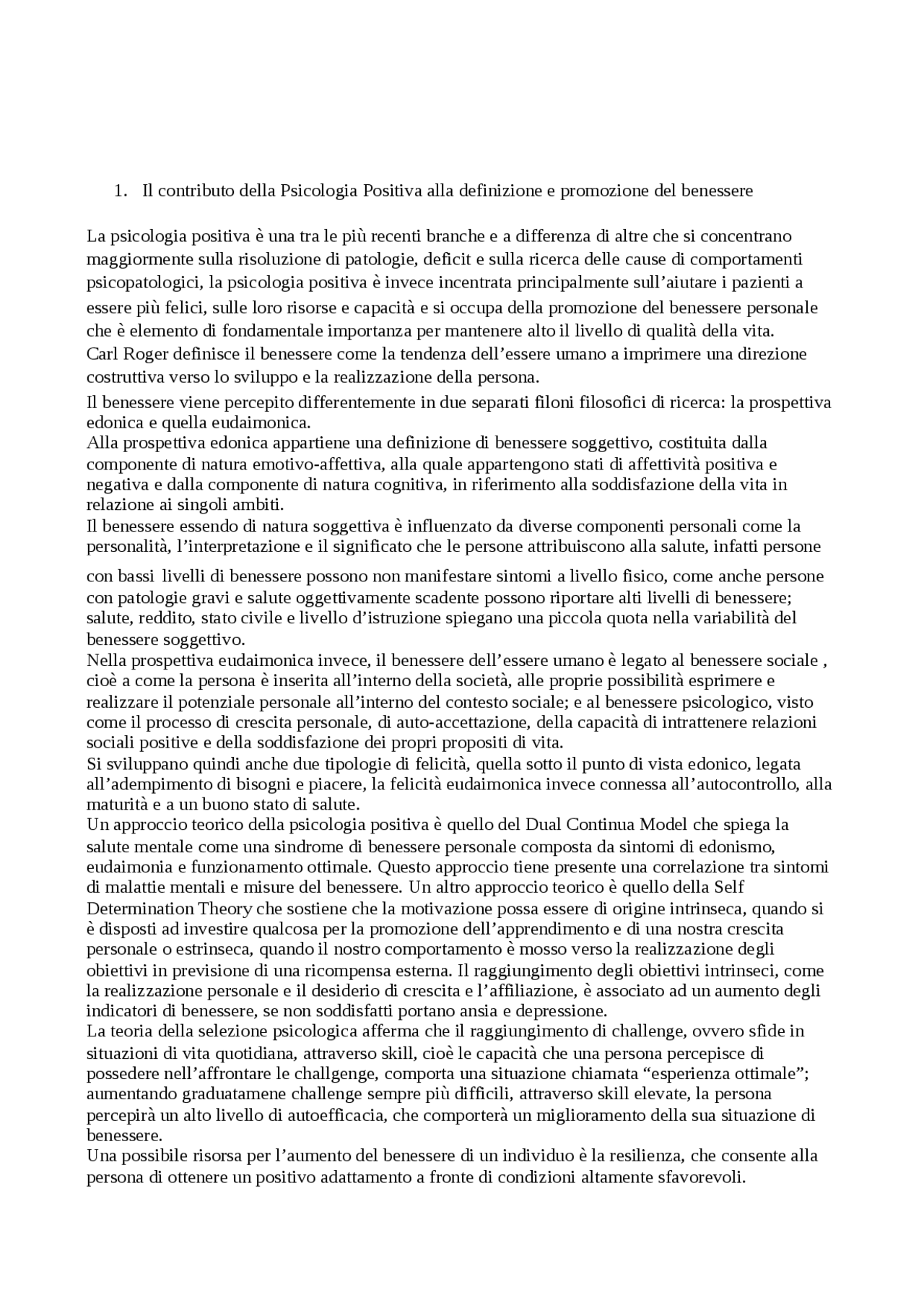 Benessere Psicologico Docsity