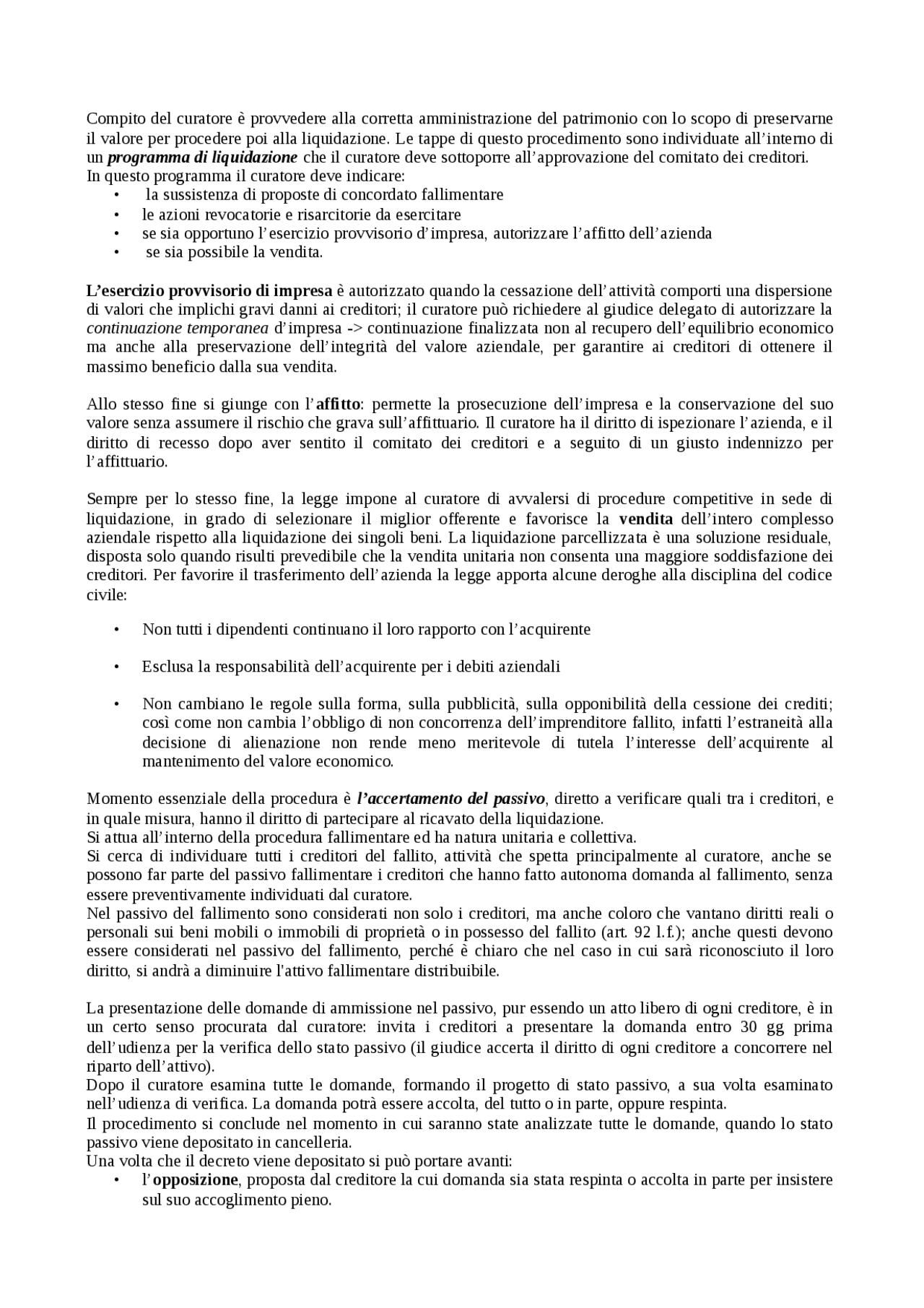 Diritto Commerciale Parte Relativa Al Fallimento Docsity