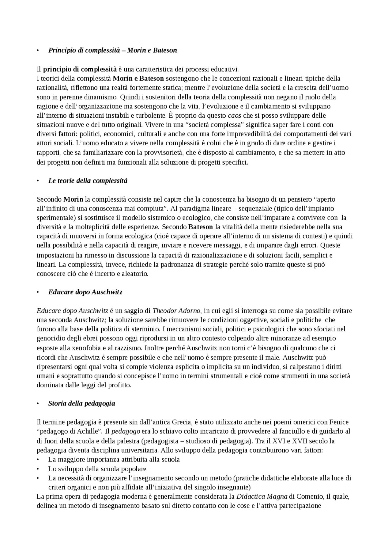 Elementi Di Pedagogia Docsity