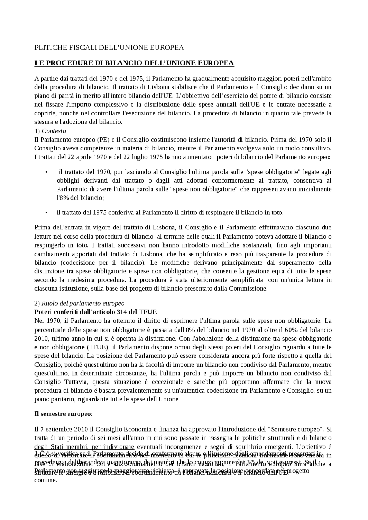 Politiche fiscali dell'Unione Europea - Docsity