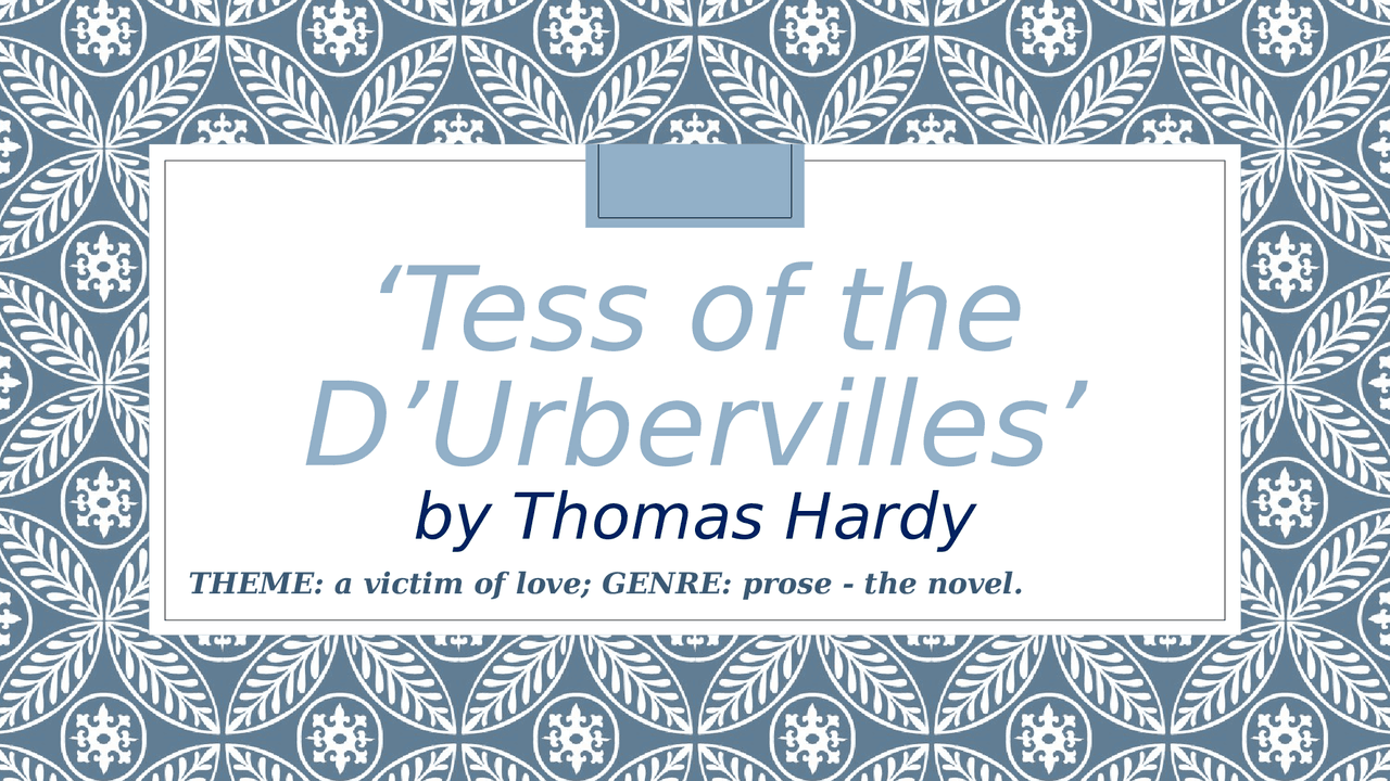 Tess of the D'Urbervilles by Thomas Hardy: A Study Guide | Study notes ...
