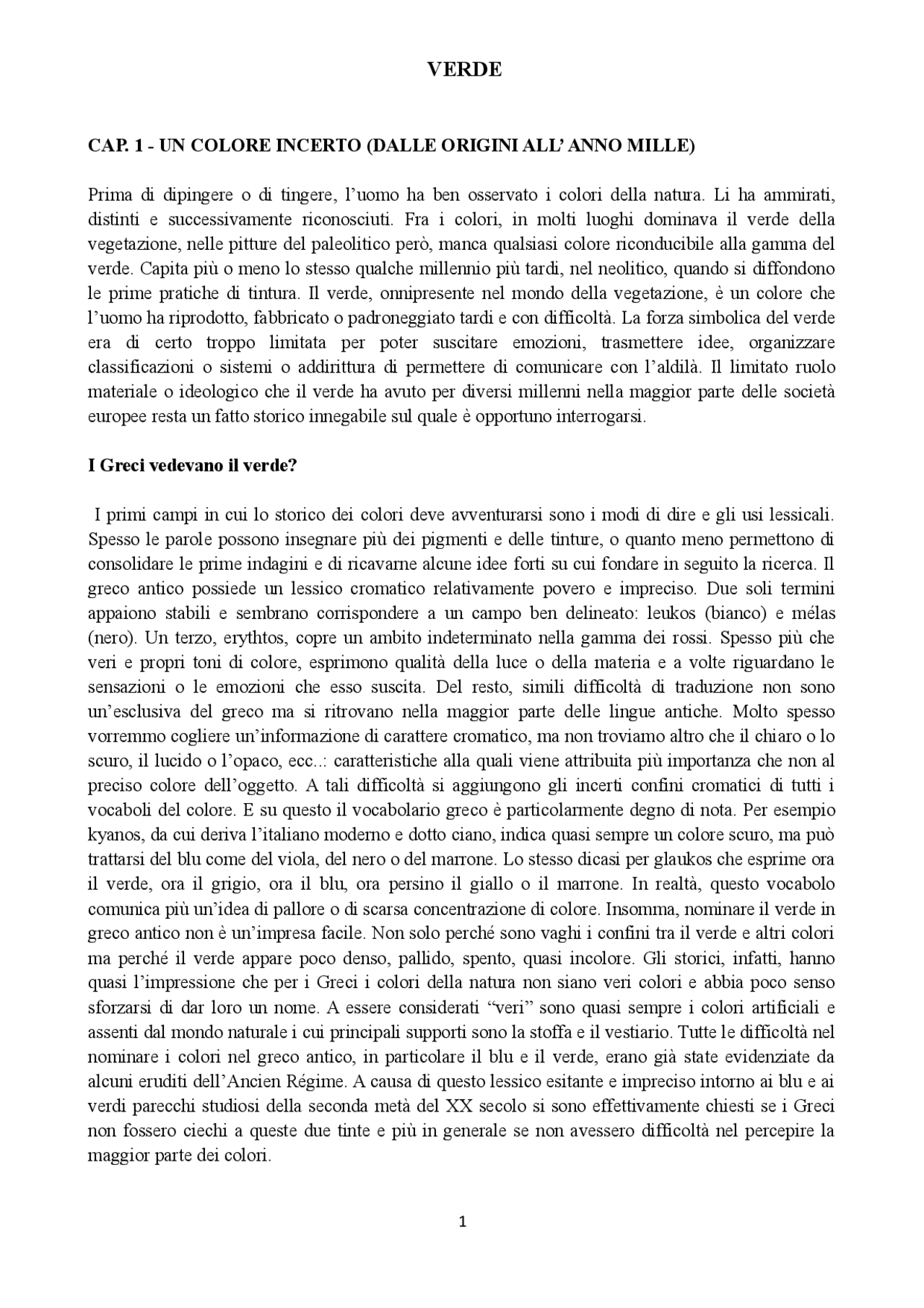 Verde Storia Di Un Colore Docsity