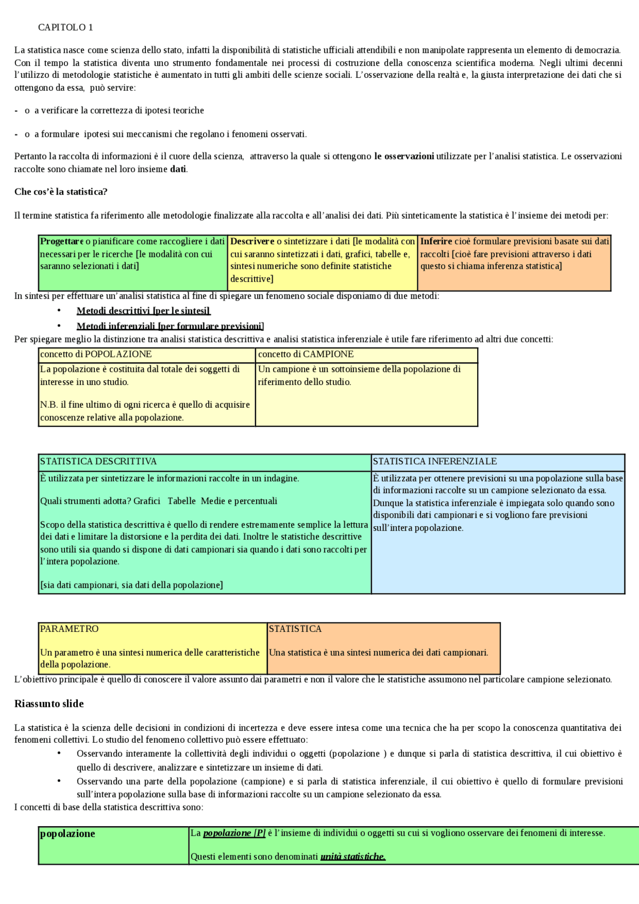 Statistica Per Le Scienze Sociali Riassunto Docsity