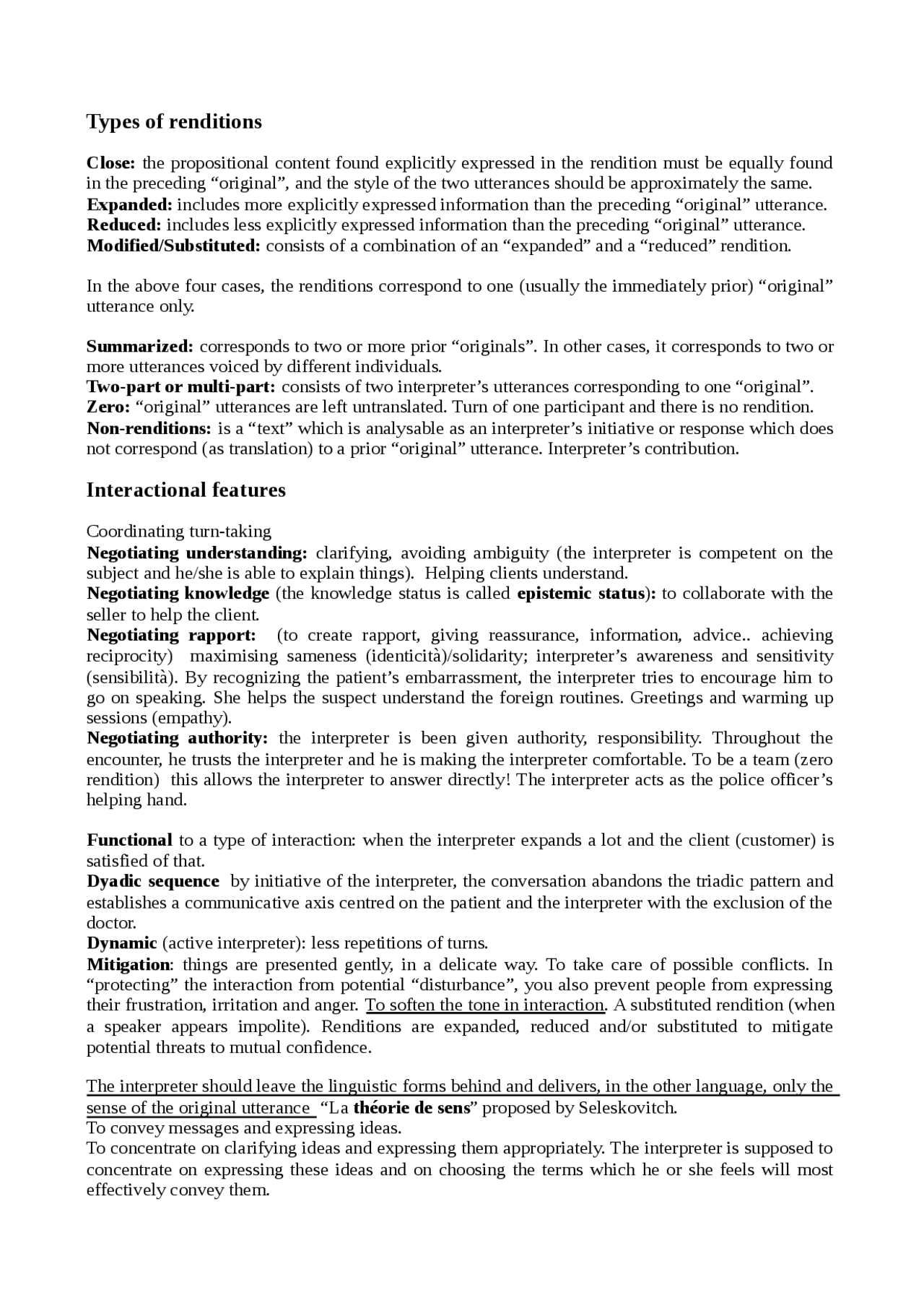 Types of renditions | Appunti di Linguistica Inglese - Docsity