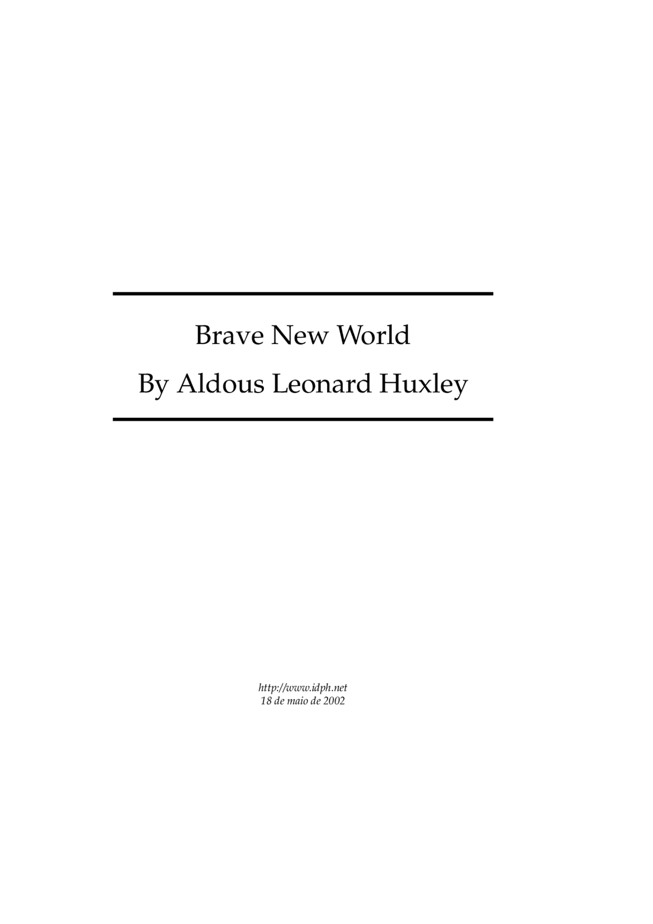 Brave New World Aldous Huxley Pdf Testo Completo Docsity