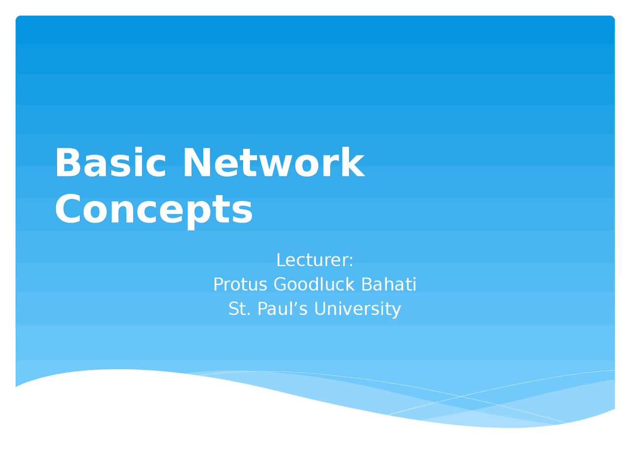 Basic Network Concepts Docsity