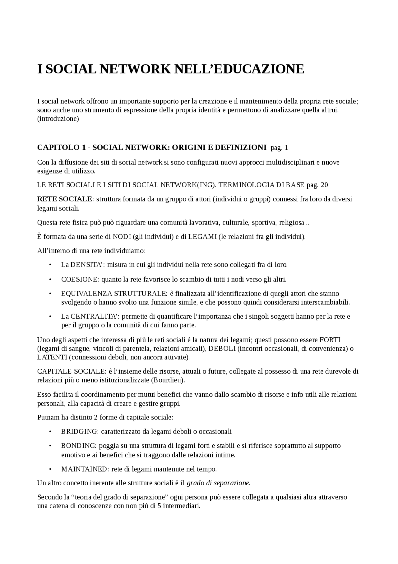I Social Network Nelleducazione Docsity