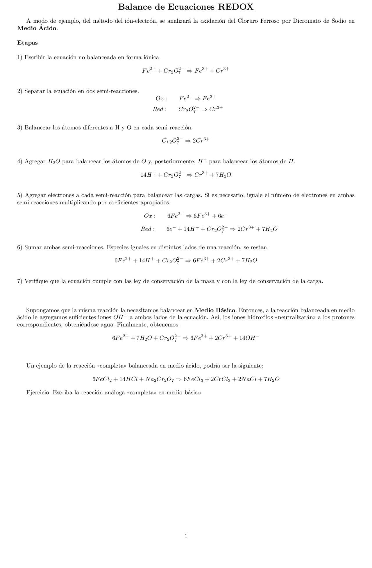 Apuntes De Quimica Redox Docsity