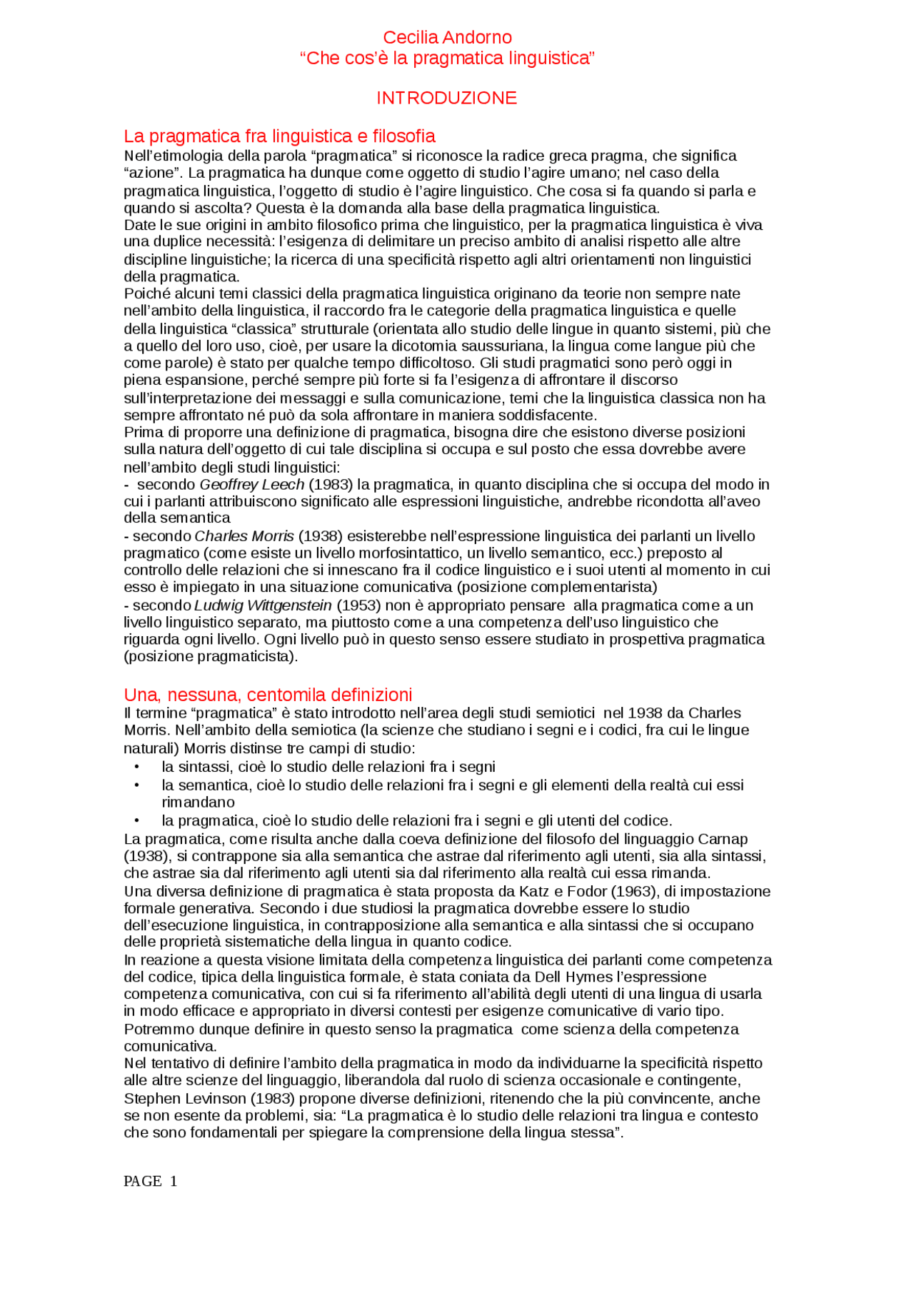 Che Cosè La Pragmatica Linguistica Docsity