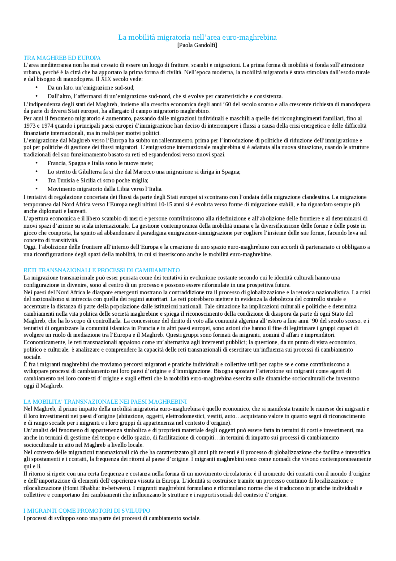 Mobilità Migratoria Docsity
