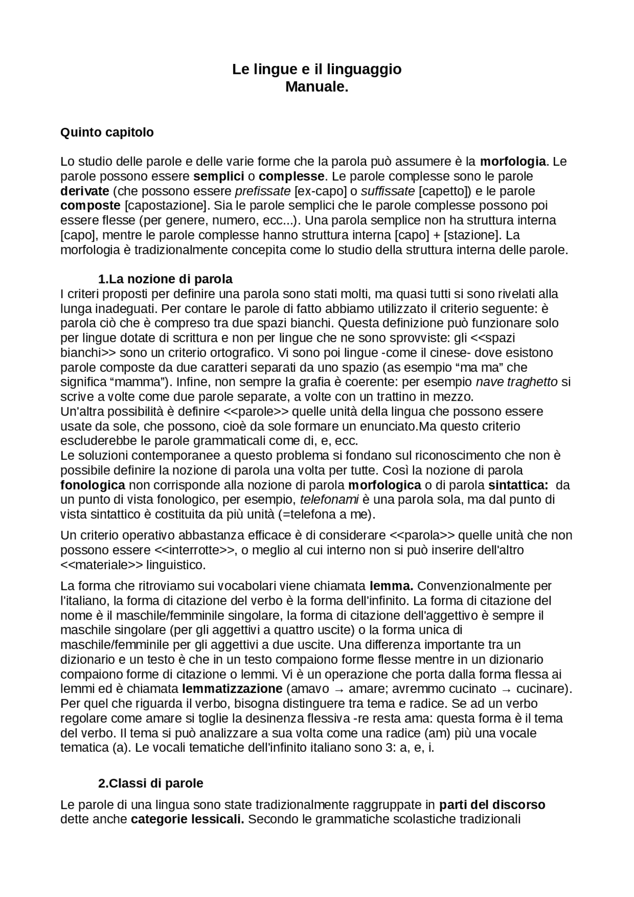Le Lingue E Il Linguaggio Graffi E Scalise Docsity