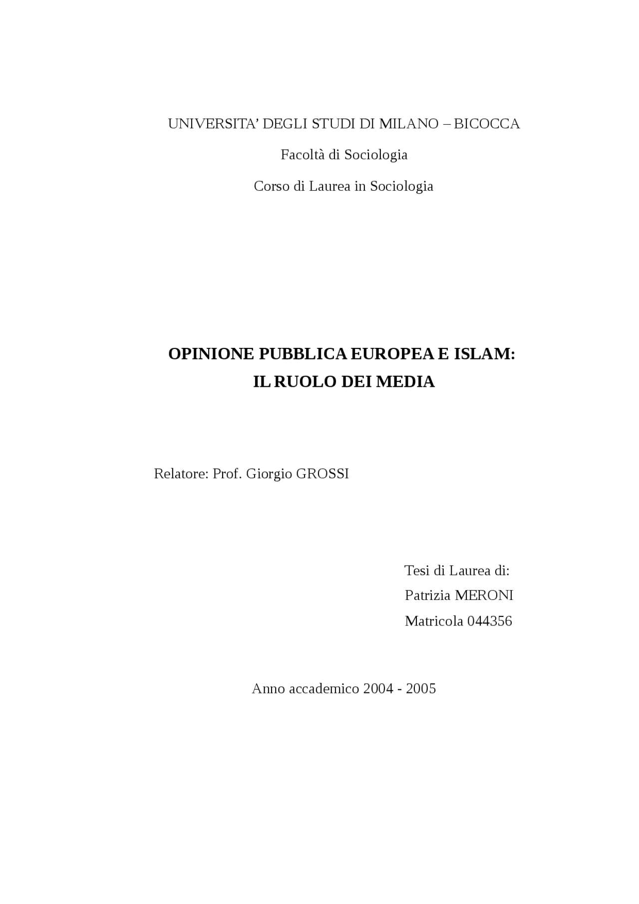 Tesi Islam e rapporto con i media | Tesi di laurea di Sociologia Dei ...