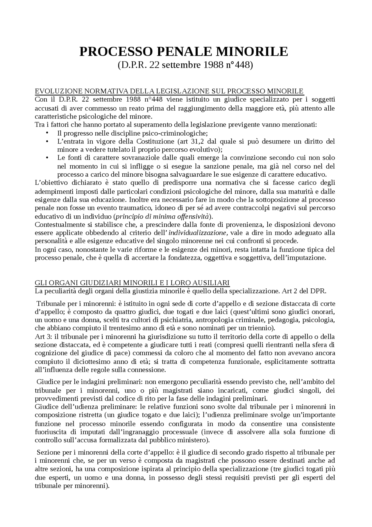 Processo Penale Minorile Docsity