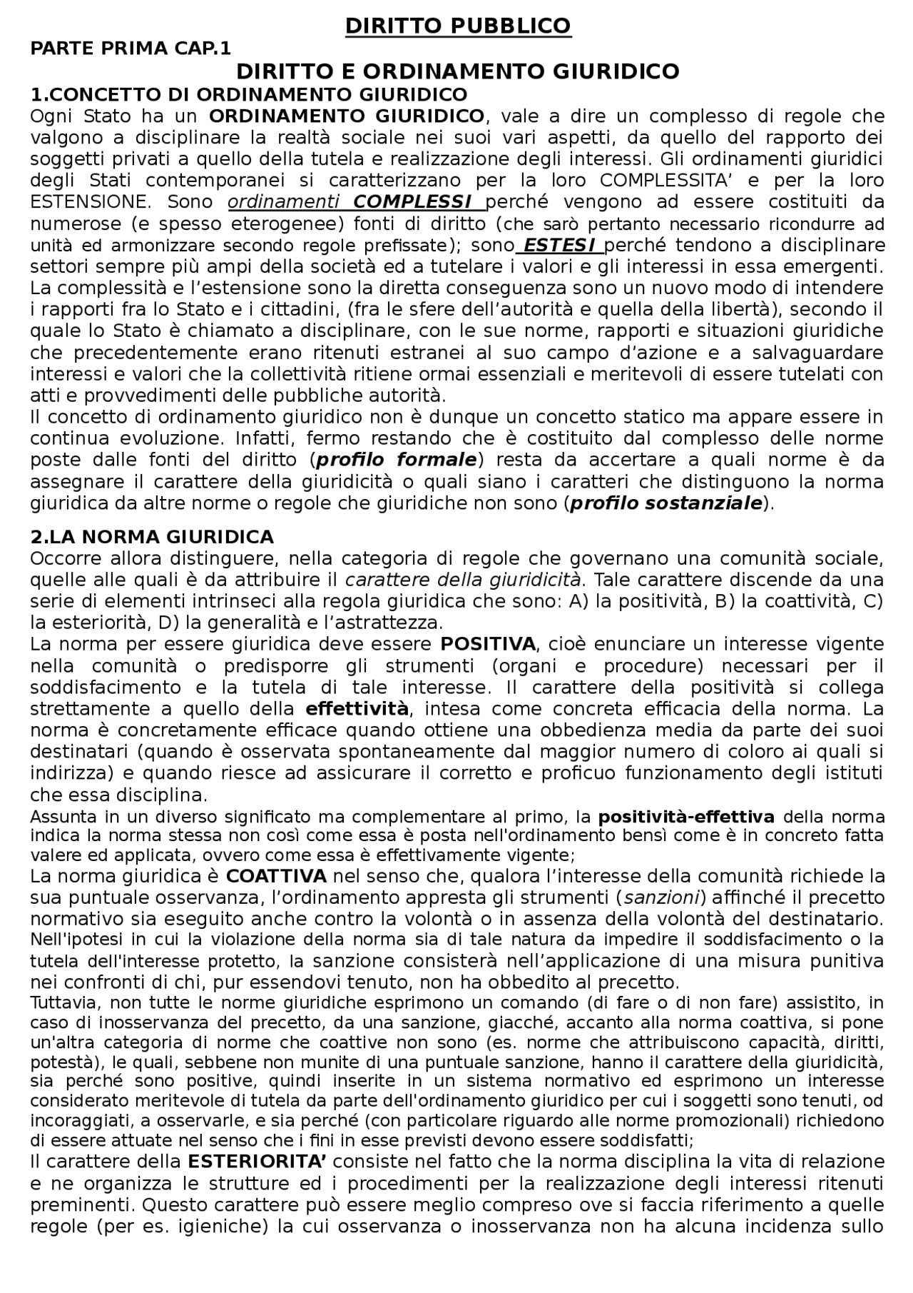 Prima Parte Diritto Pubblico Docsity