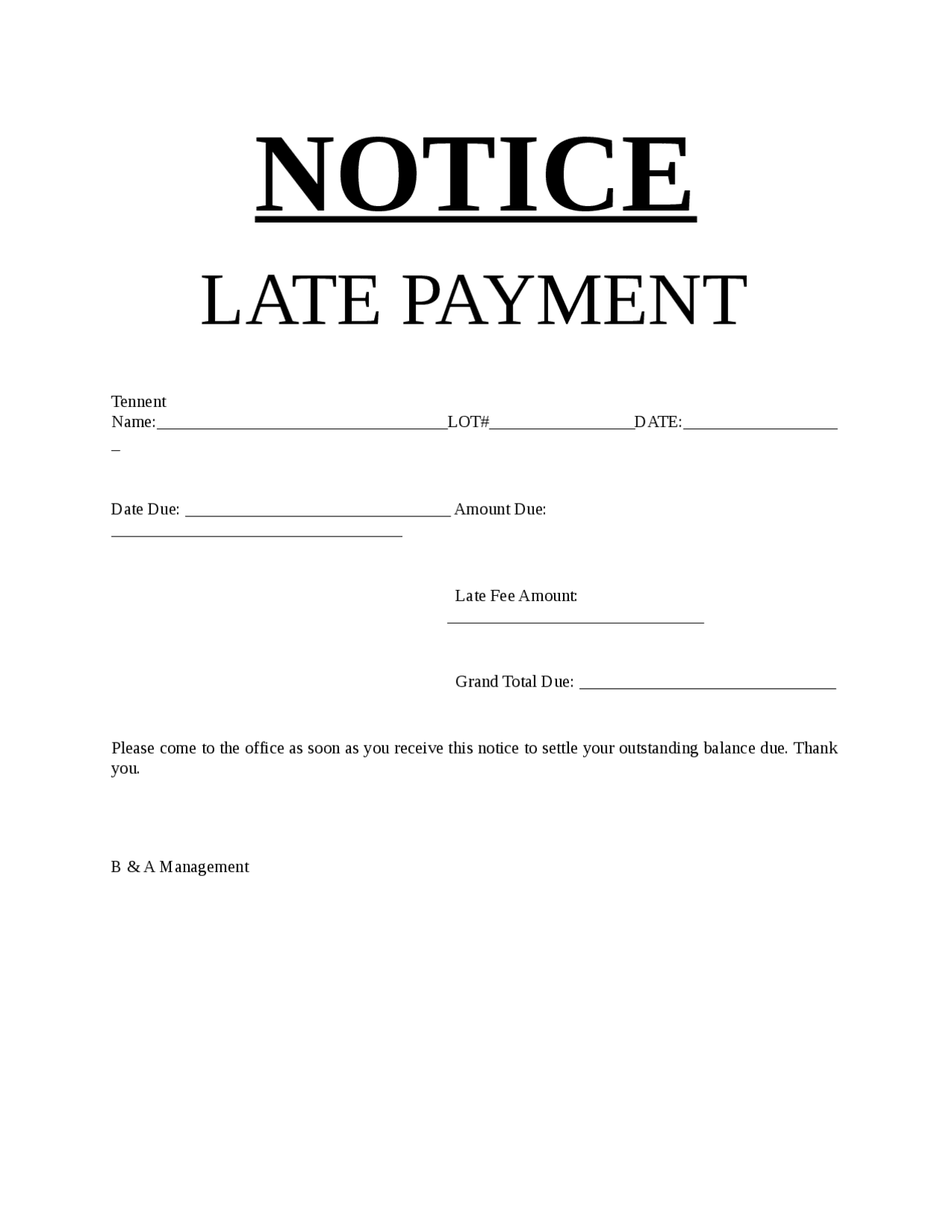 Payment notice example | Exercises Financial Accounting | Docsity