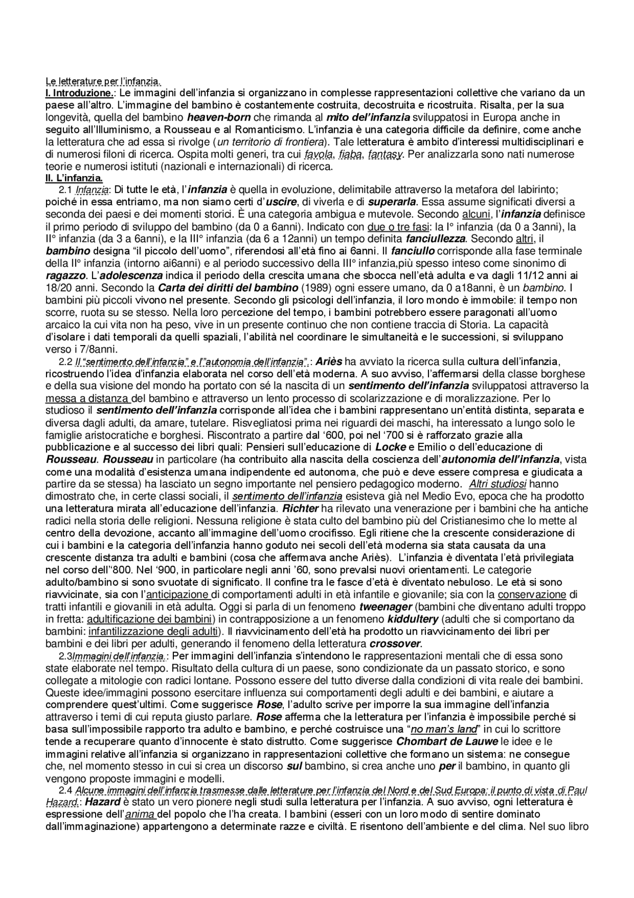 Le Letterature Per Linfanzia Docsity