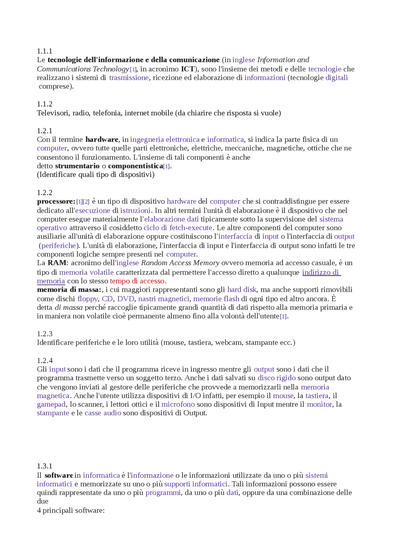 Informatica idoneità domande risposte | Appunti di Elementi di Informatica | Docsity