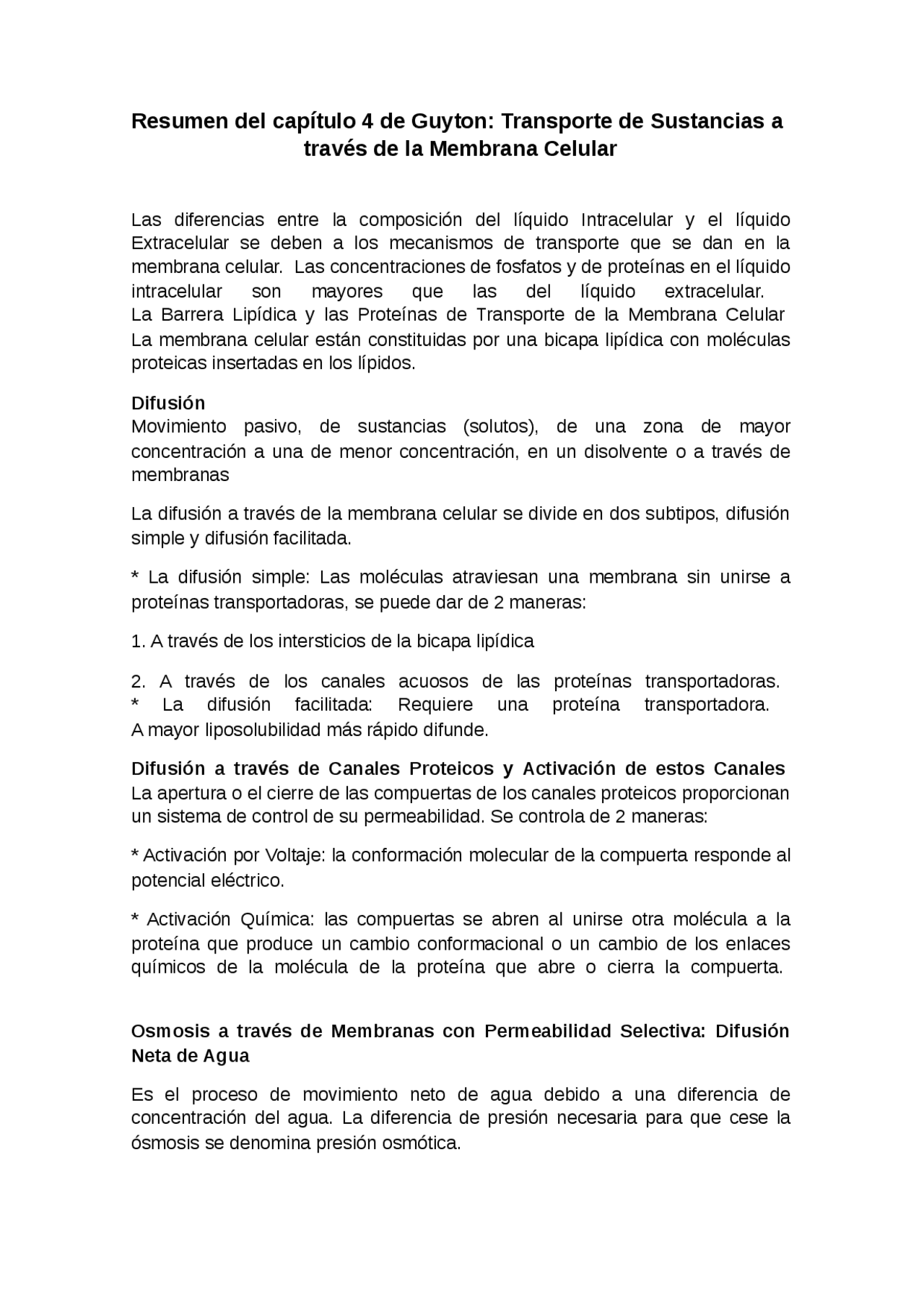 Resumen Cap 4 Guyton | Diapositivas de Fisiología Humana | Docsity