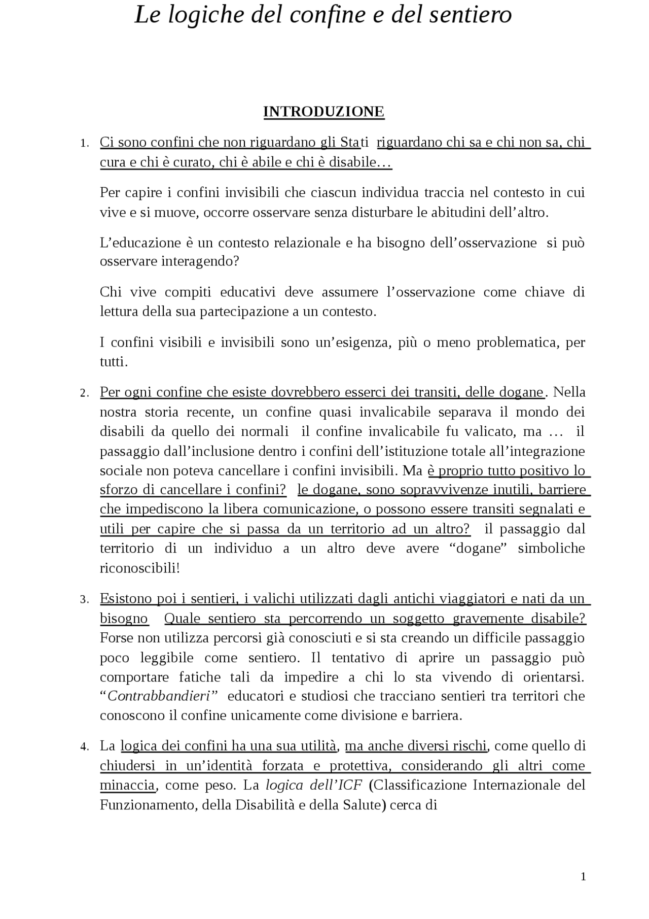 Le Logiche Del Confine E Del Sentiero Docsity