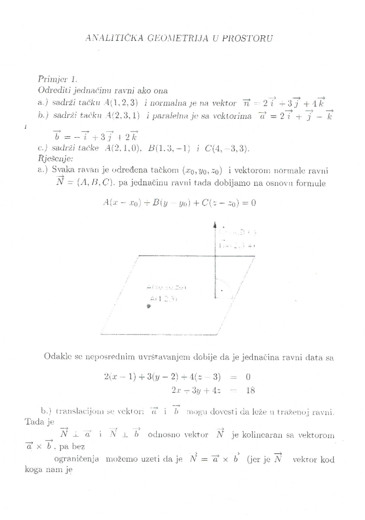Analiticka geometrija u prostoru | Skripte' predlog Matematika | Docsity