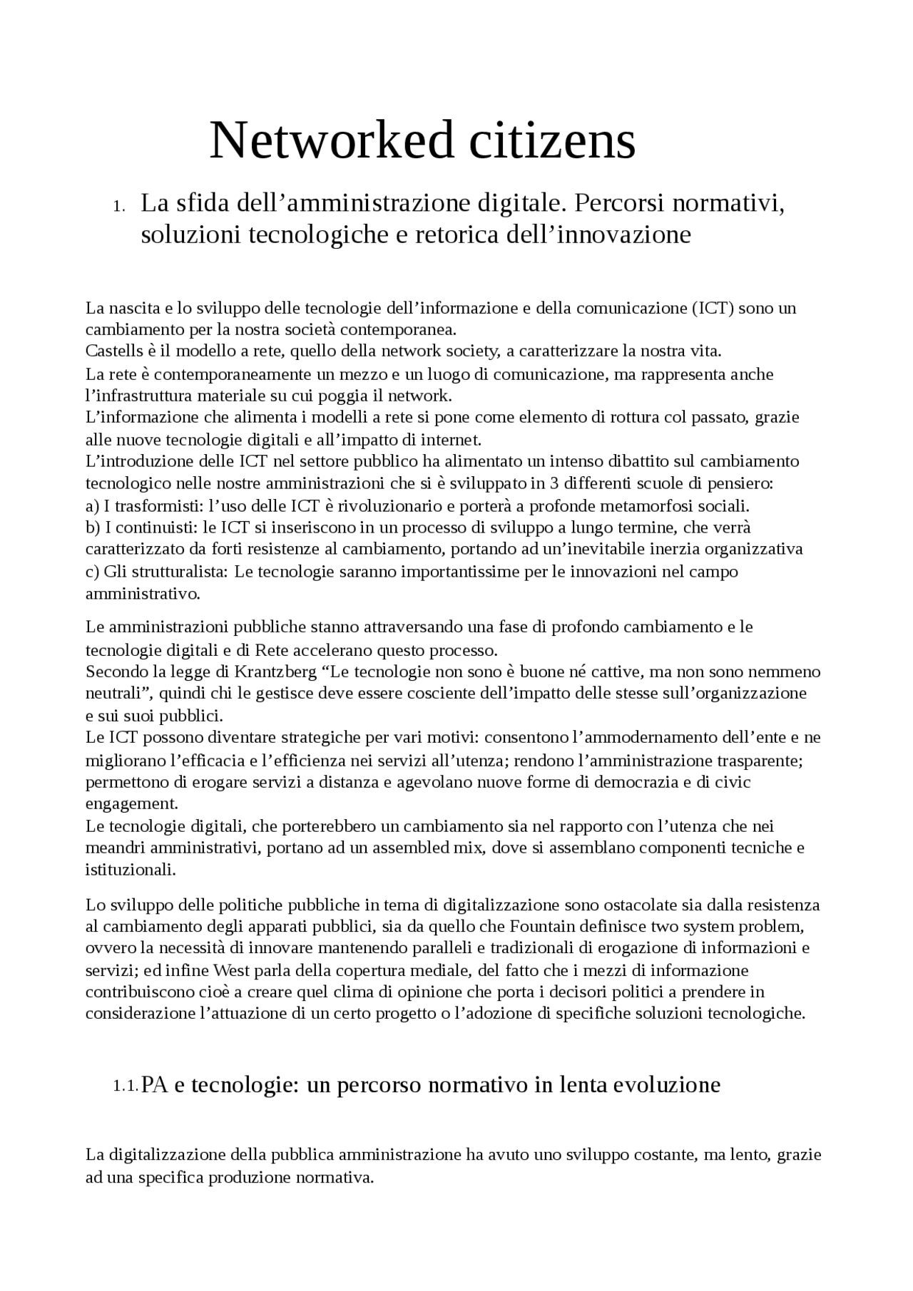 Networked Citizens A Lovari Docsity
