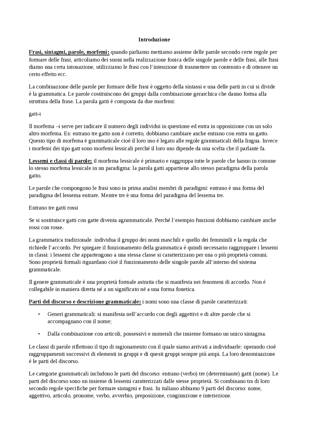 Le parti del discorso - Docsity