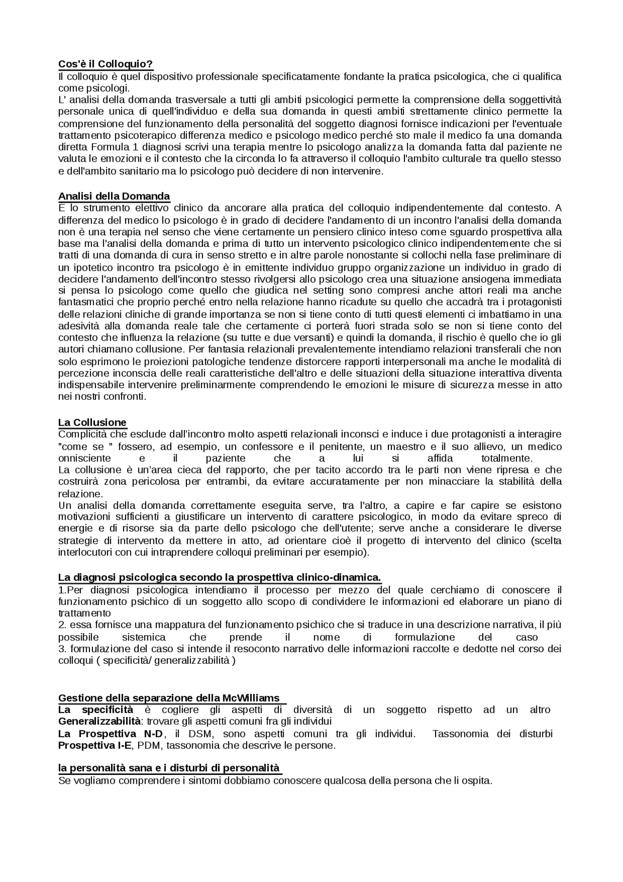 Appunti Lezioni Di Teorie E Tecniche Del Colloquio Psicologico Docsity