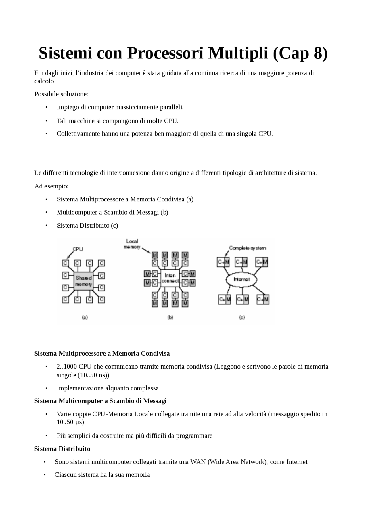 Riassunto Del Capitolo 8 I Moderni Sistemi Operativi Docsity