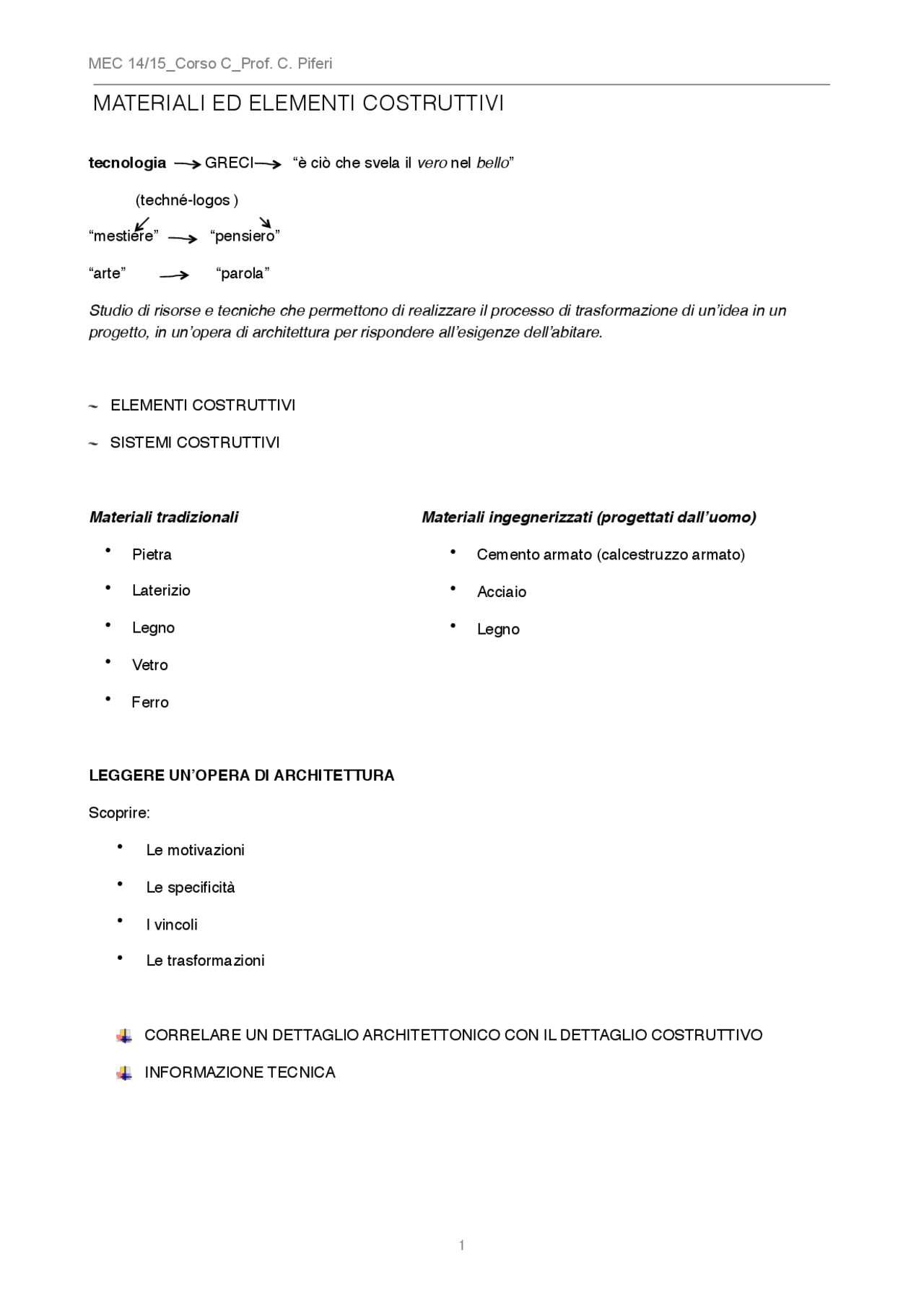 Materiali Ed Elementi Costruttivi Docsity
