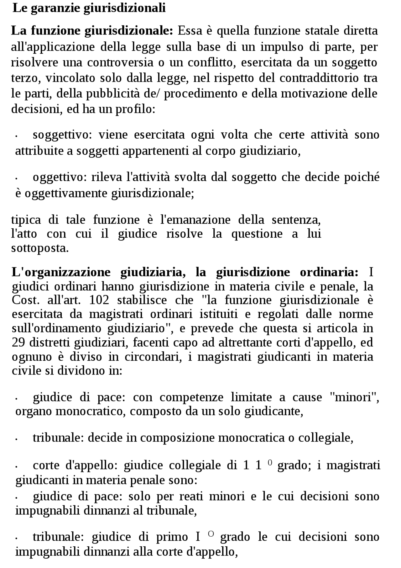 Garanzie Giurisdizionali Docsity