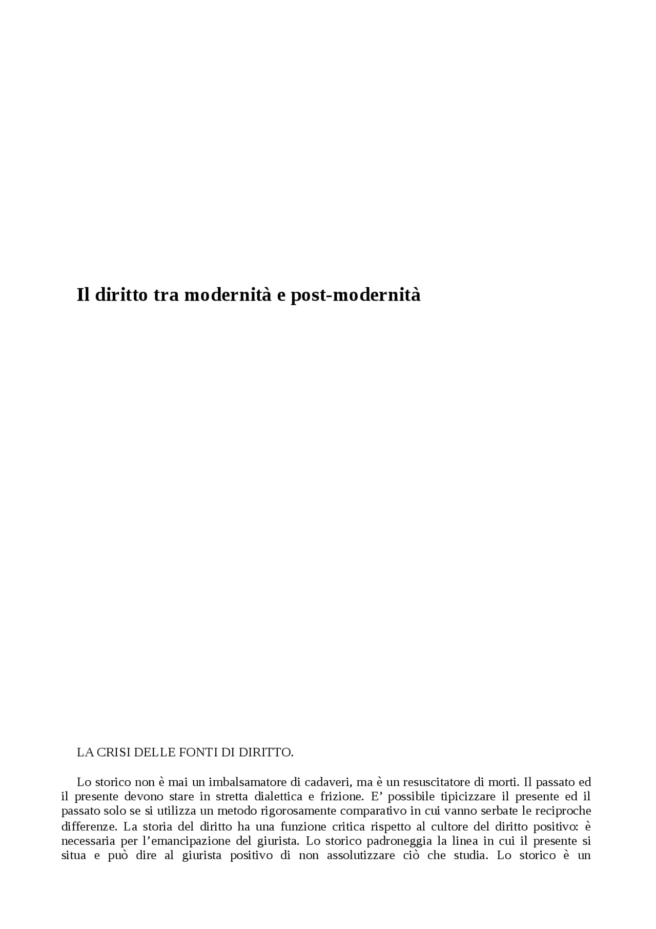 Il Diritto Tra ModernitÀ E Post ModernitÀ Docsity