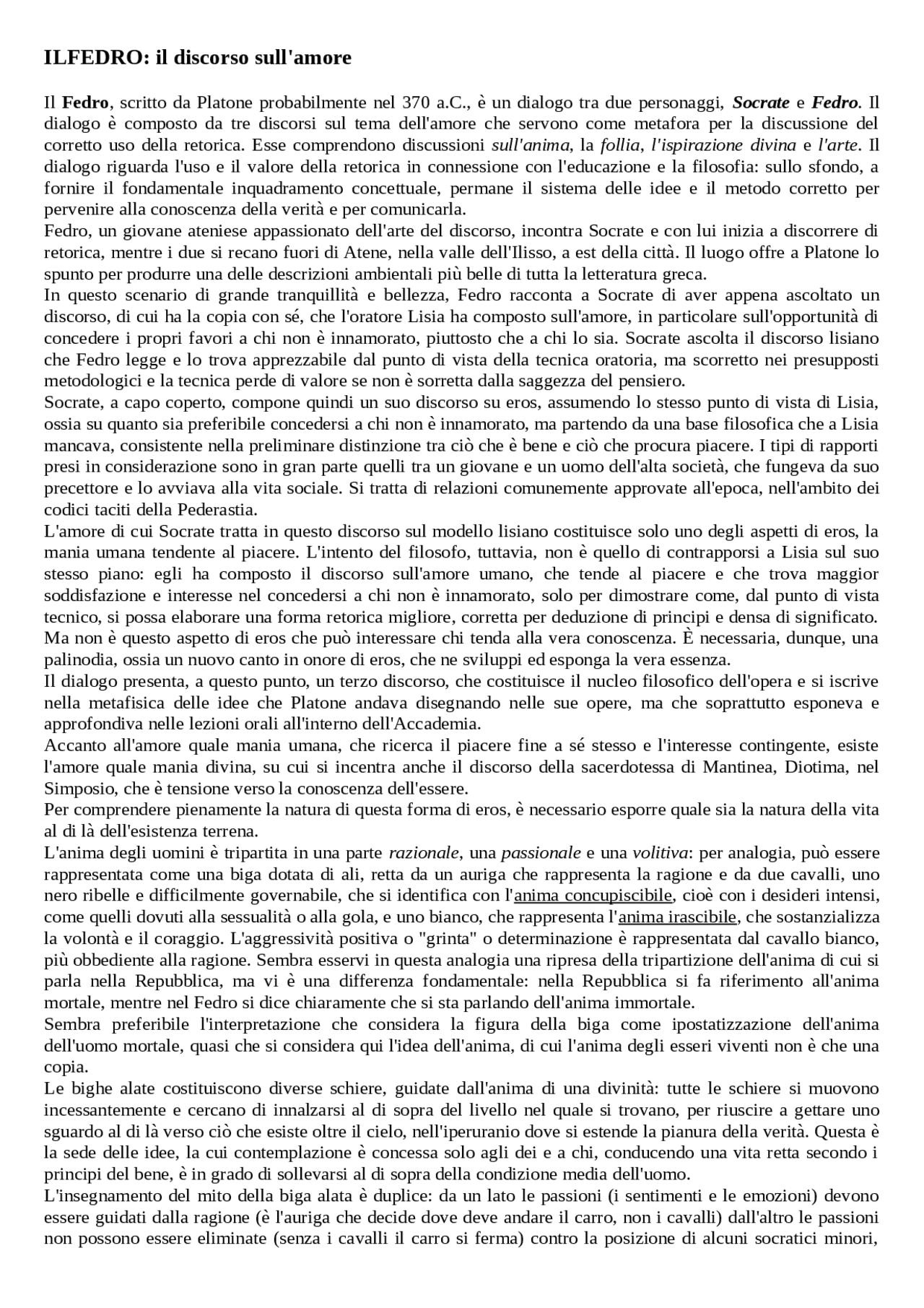 Fedro Dialogo Di Platone Docsity