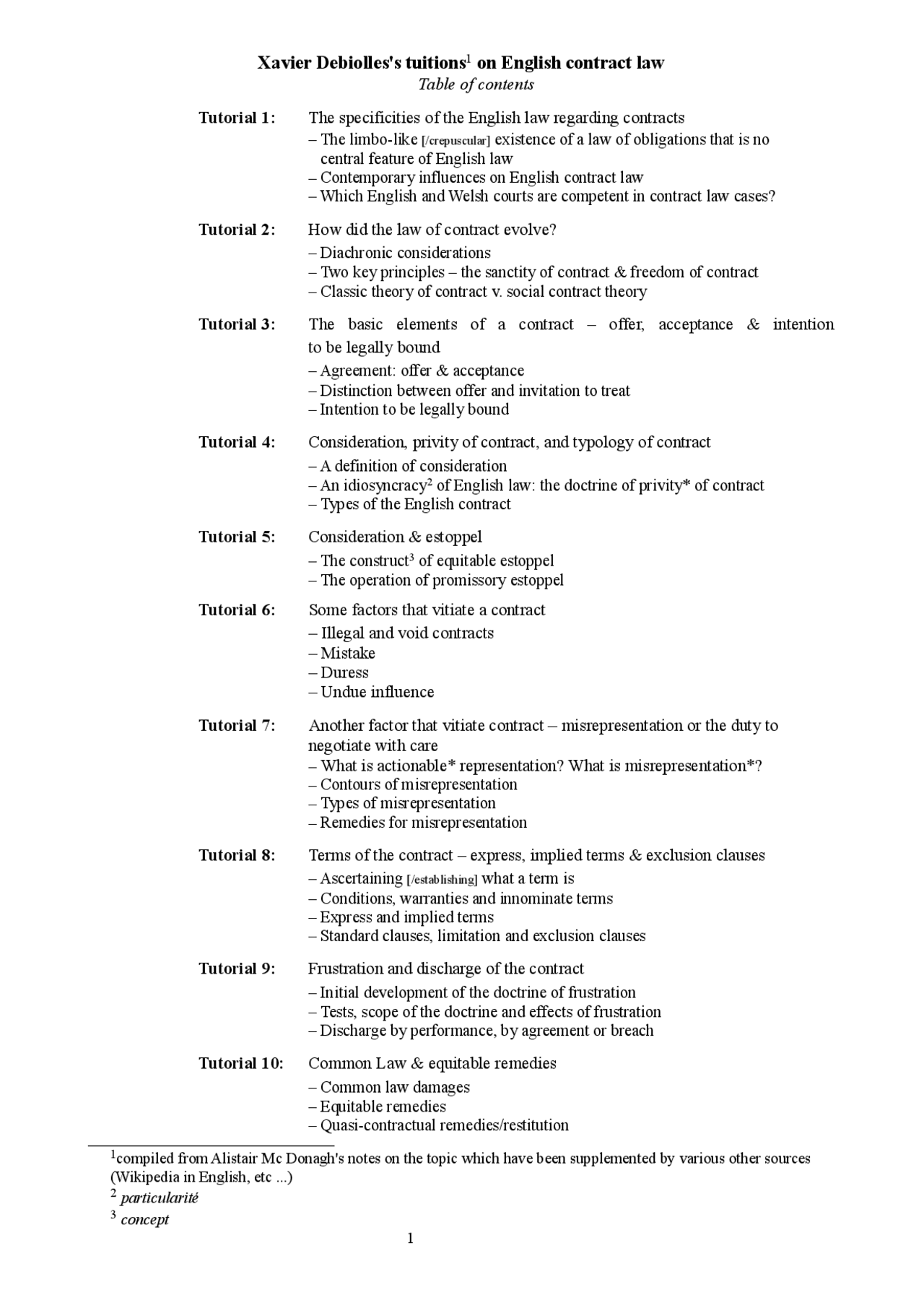 English Contract law - Docsity