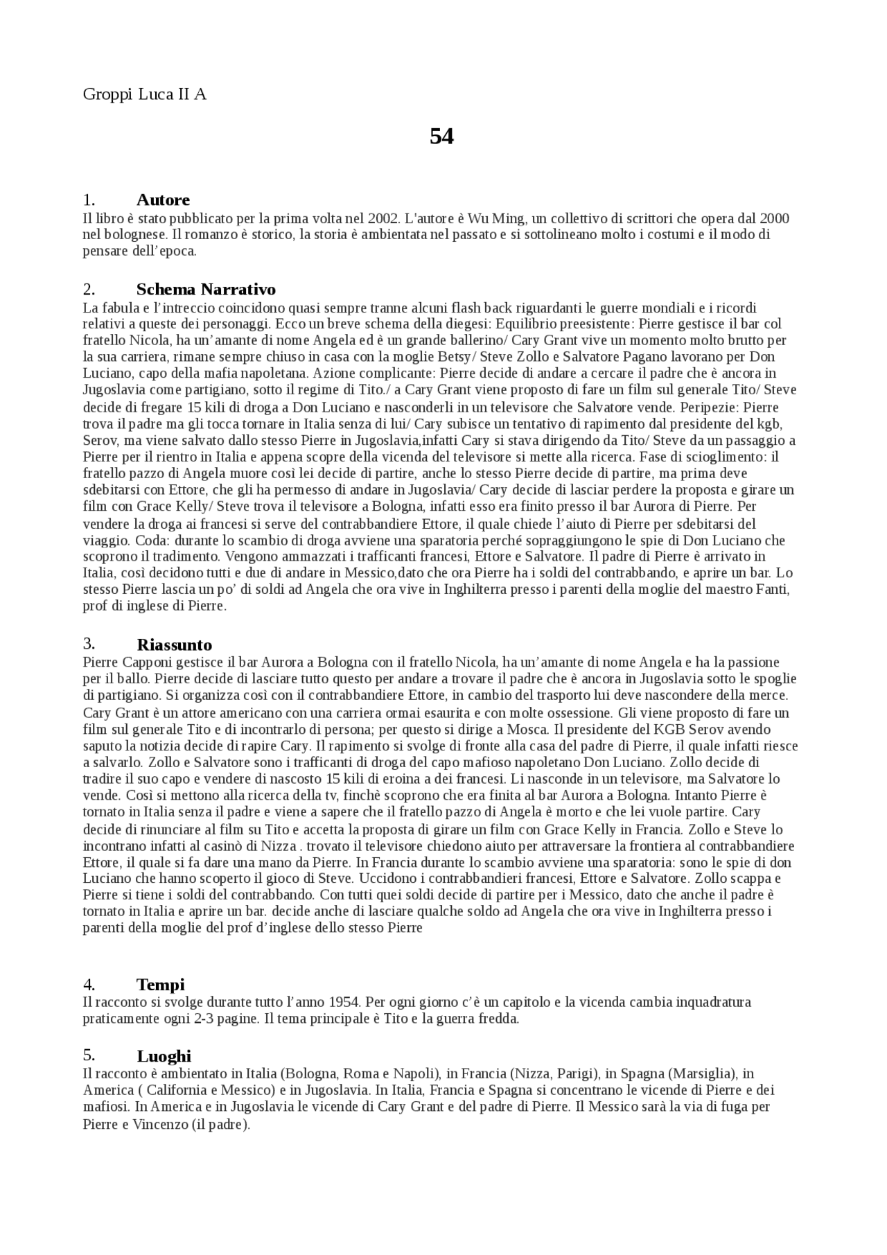 Scheda libro ''54'' Wu Ming | Guide, Progetti e Ricerche di Italiano ...