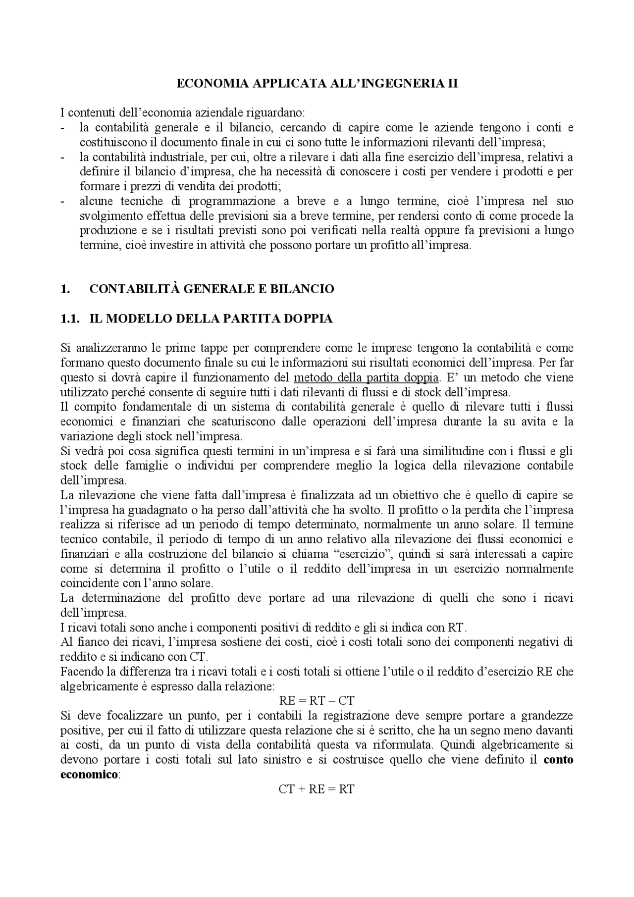Contabilità generale e di bilancio - Docsity