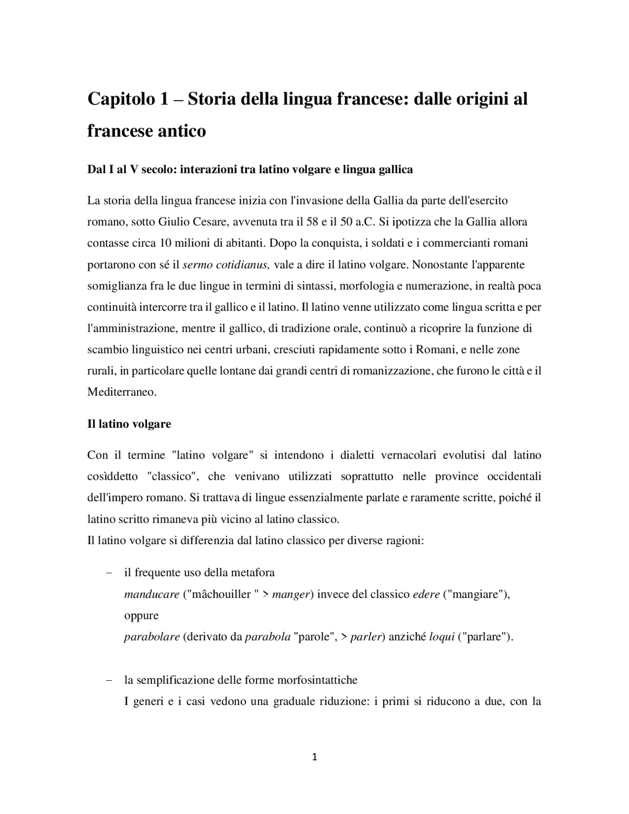 Storia Della Lingua Francese Docsity