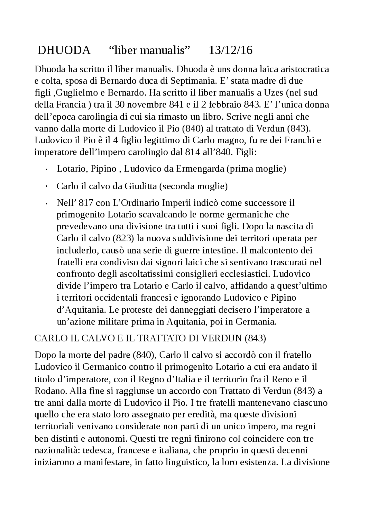 Dhuoda, Liber manualis - Docsity