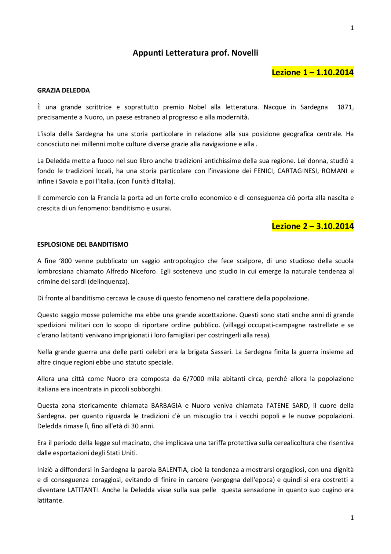 Appunti Prof Novelli Docsity