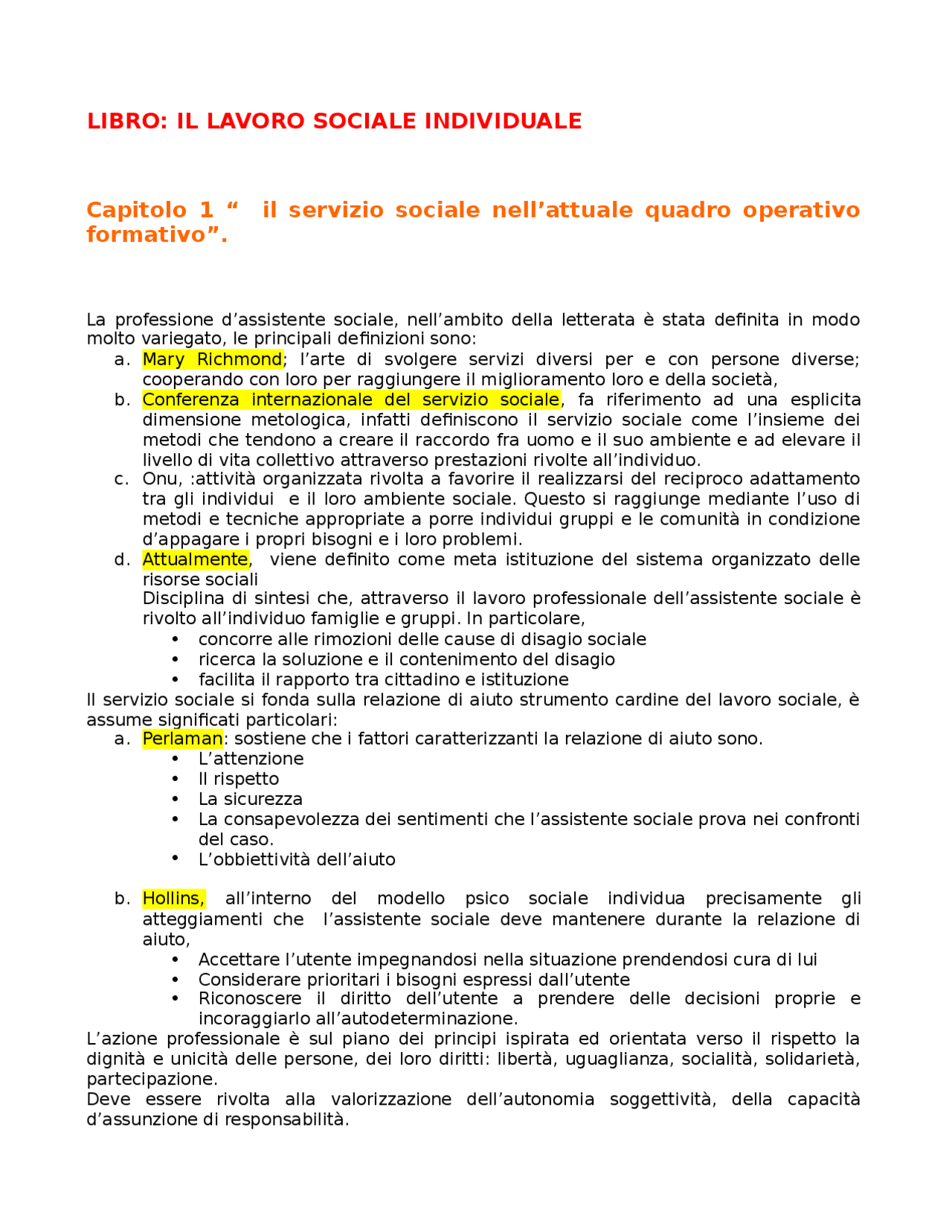 Principi E Fondamenti Servizio Sociale Docsity