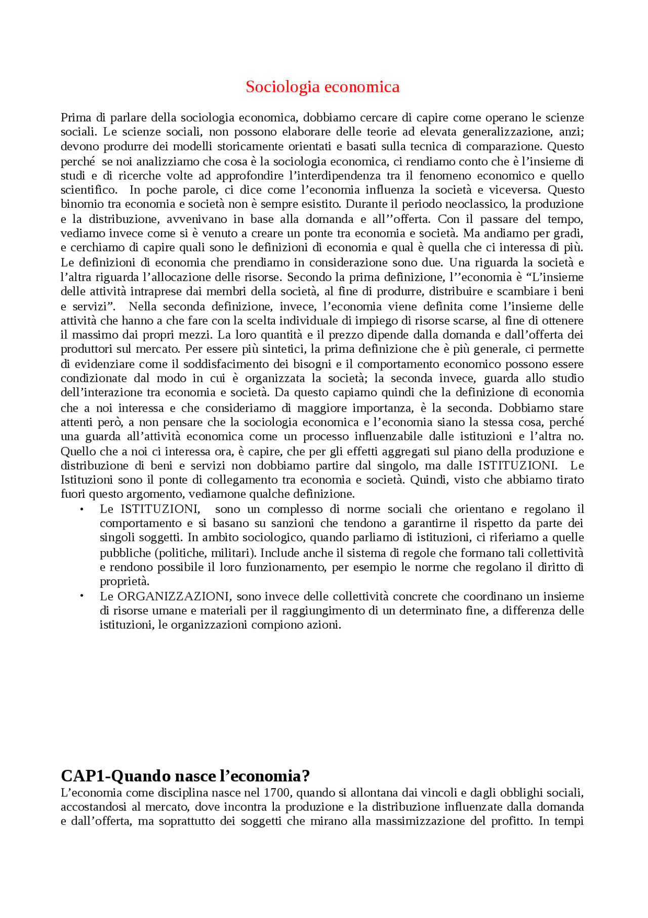 Riassunto Del Libro Sociologia Dei Processi Economici Vol 1 Docsity