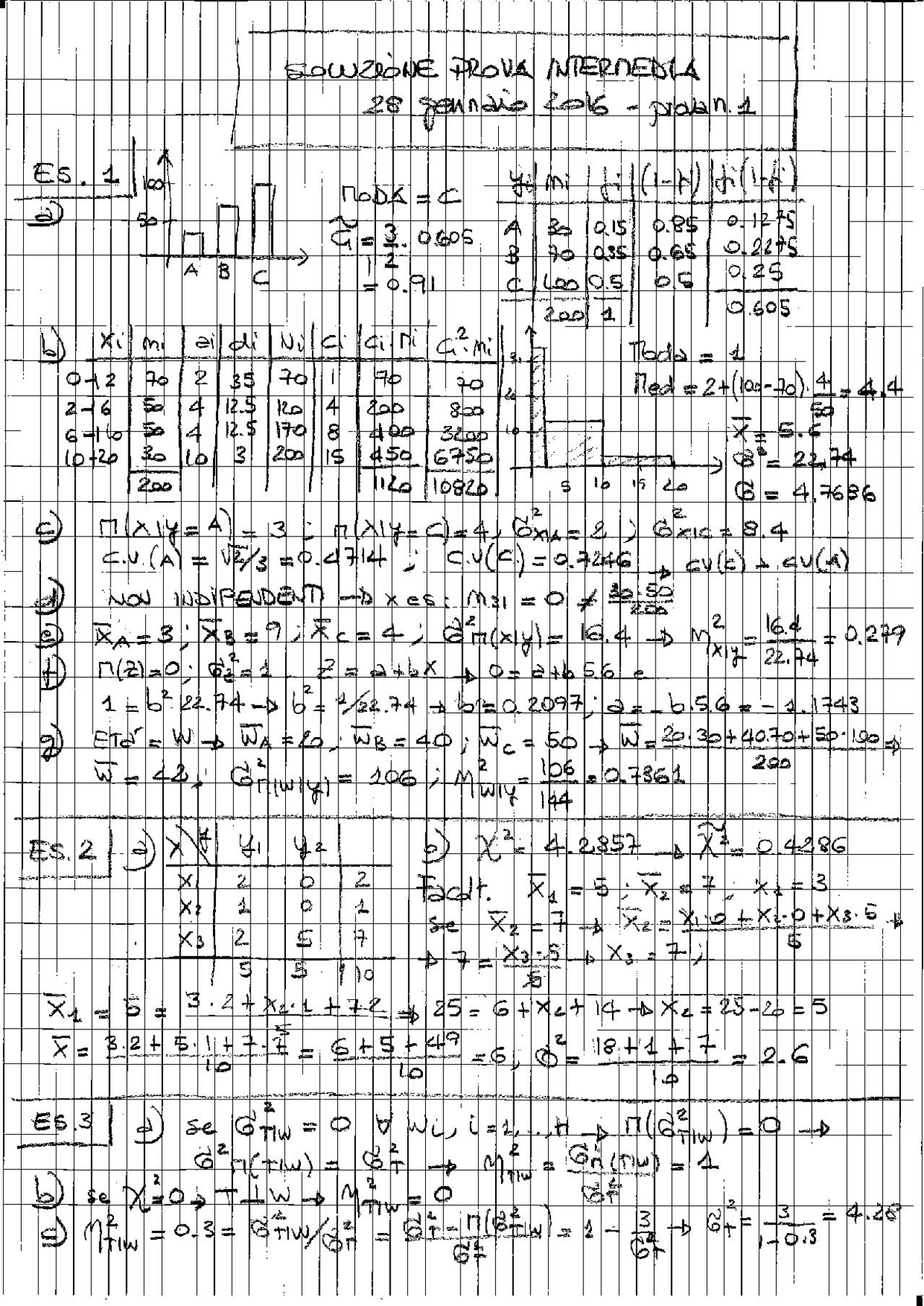Soluzione Prova Intermedia Ed Esercizi Statistica Docsity