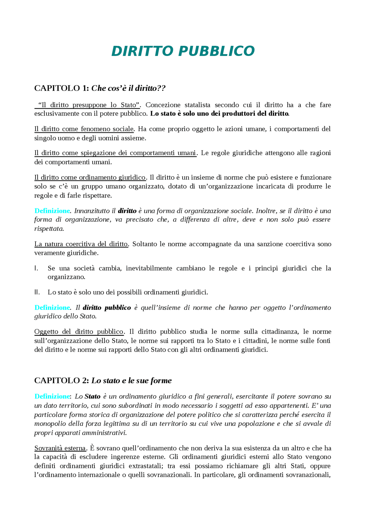 Lo Stato E Il Diritto Pubblico Docsity
