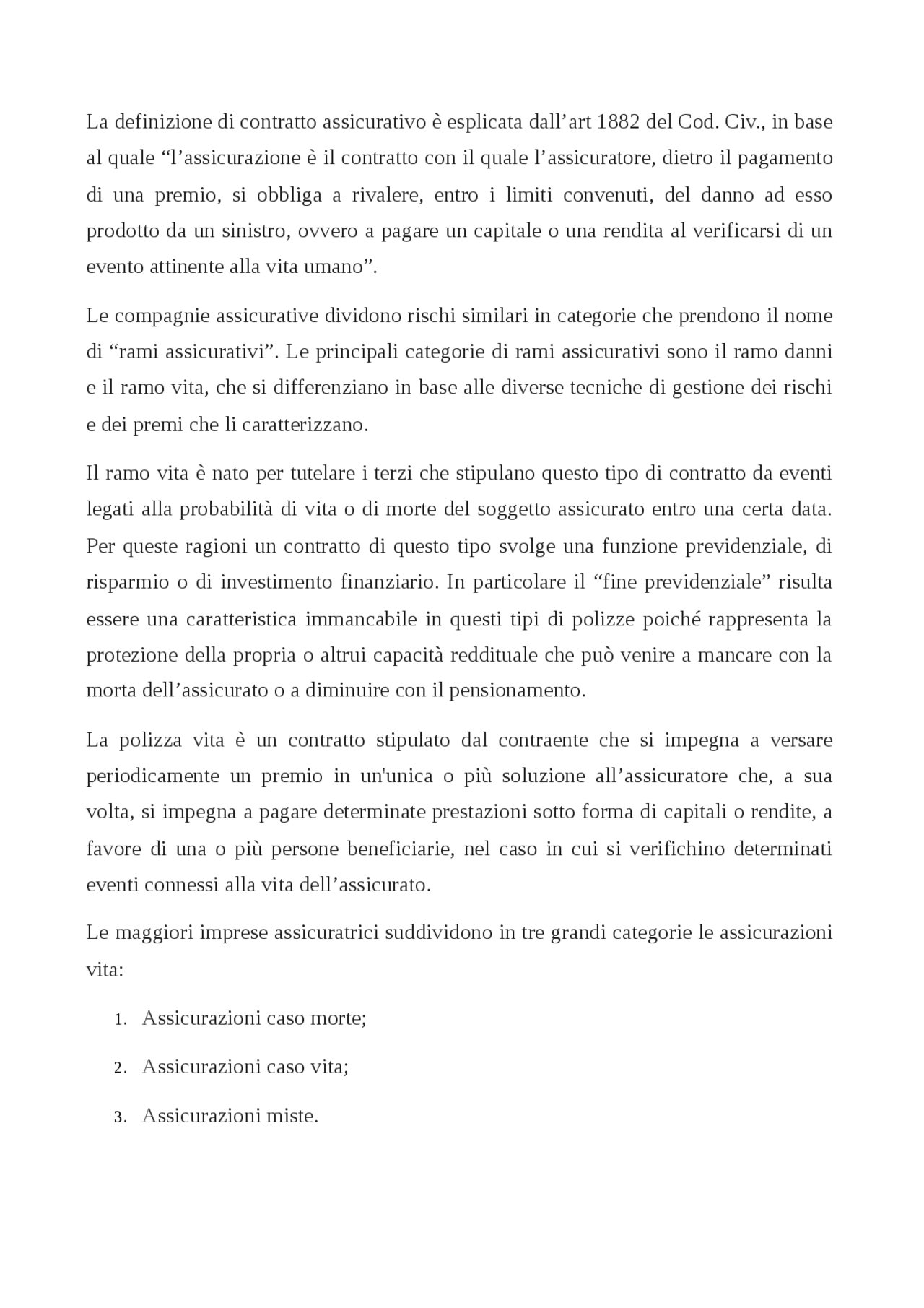 Il Ramo Vita Nelle Assicurazioni Docsity