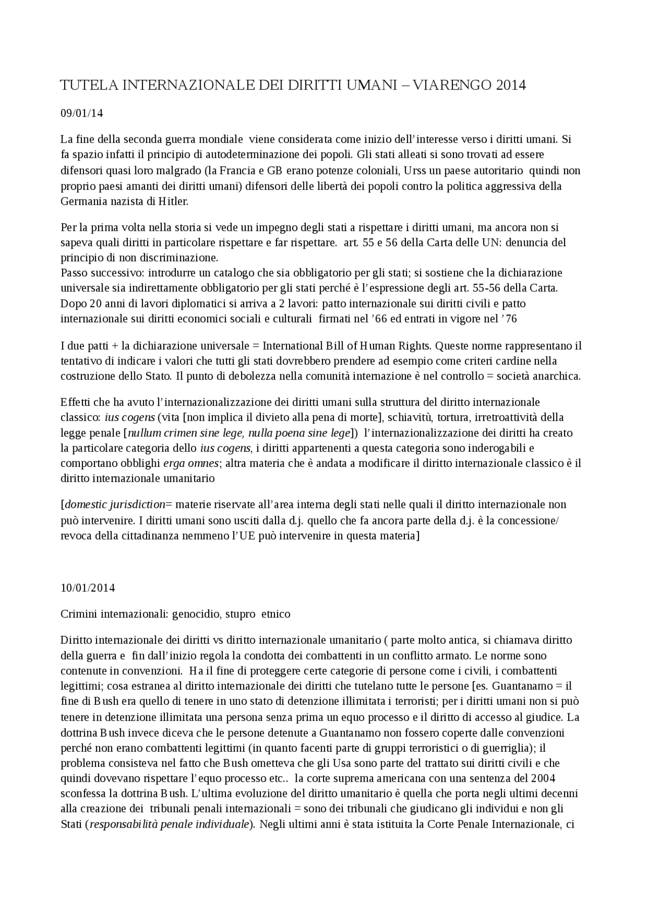 Tutela Dei Diritti Umani Docsity