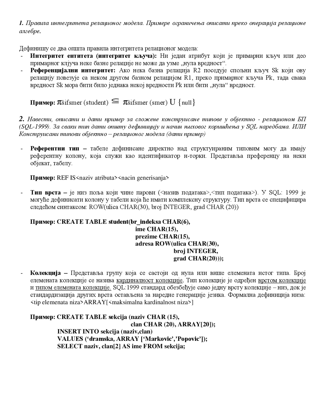 Baze Podataka Fon Skripta Rezime Predlog Računarstvo I Informatika