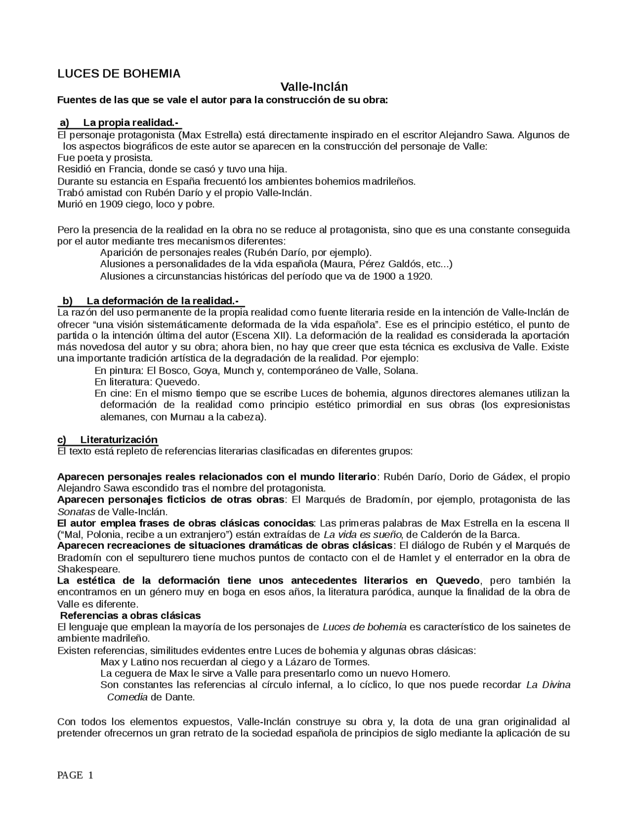 Luces De Bohemia Appunti In Spagnolo Docsity