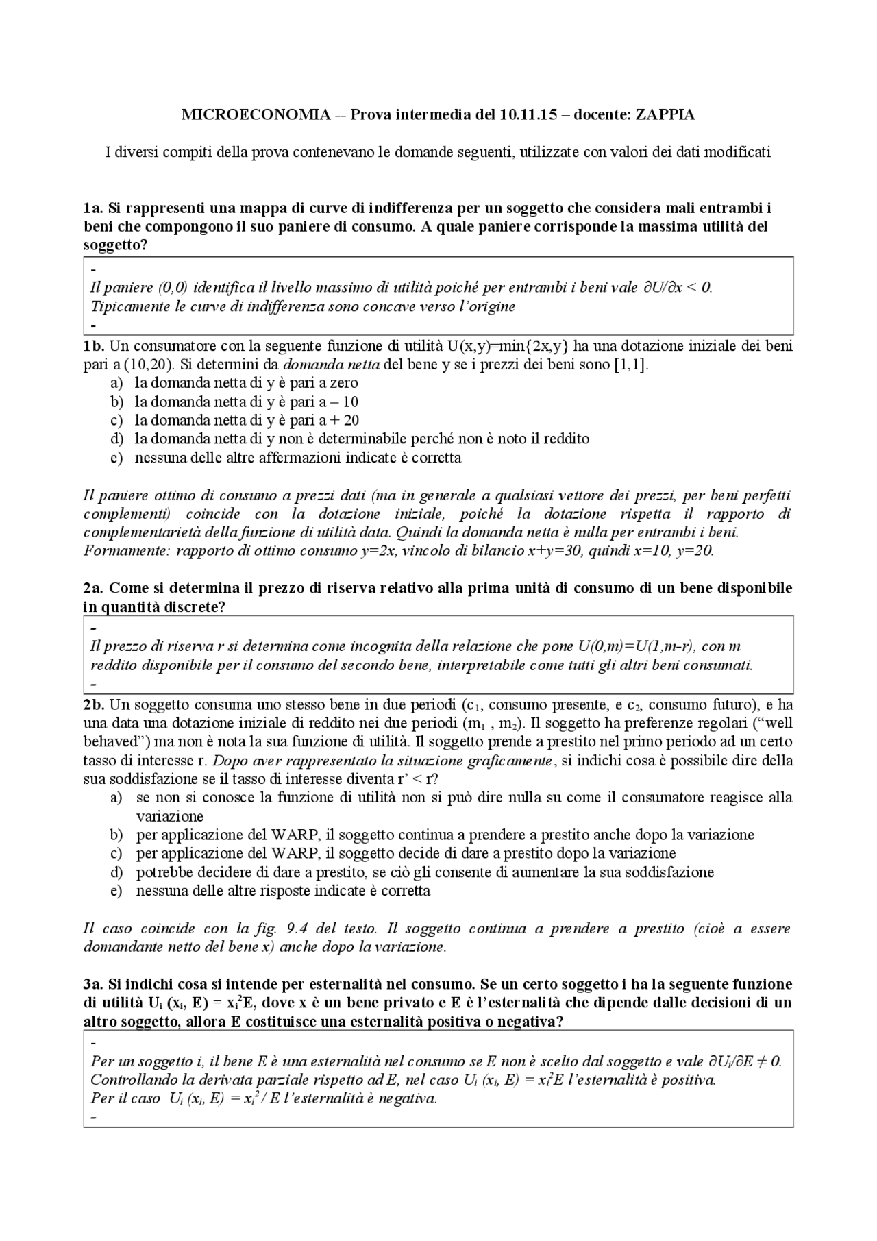 Prova Intermedia Micro Zappia Docsity