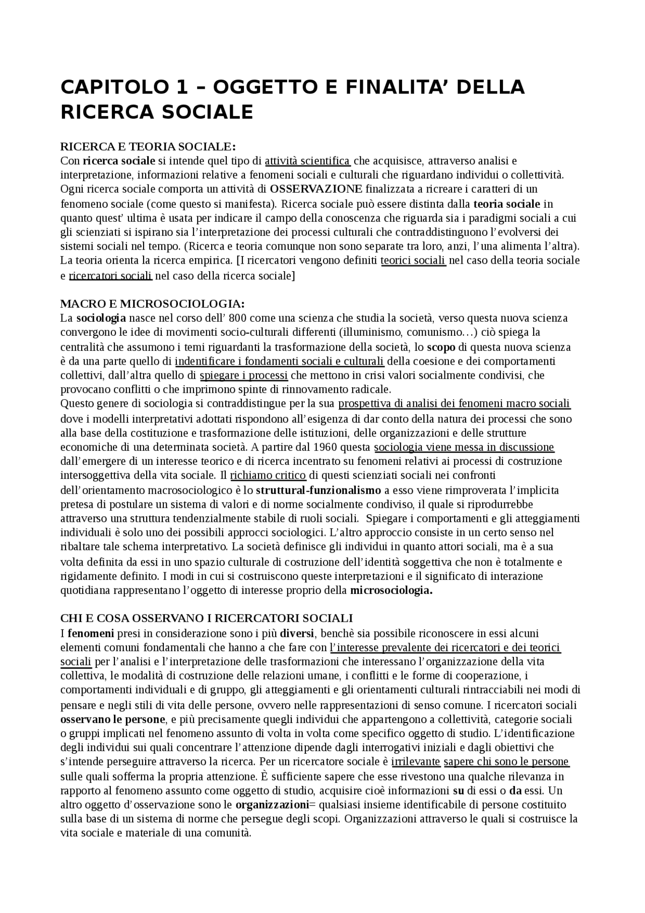 Che cos'è la ricerca sociale - De Rose - Docsity